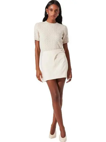 Astr The Label Sevyn" Belted Wrap Mini Skirt - Cream