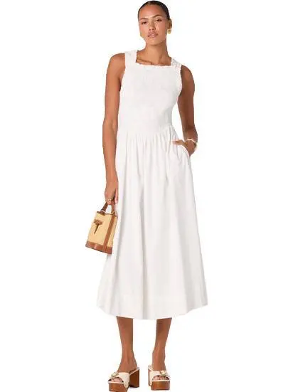 Astr The Label Hollie Smocked Midi Dress - White
