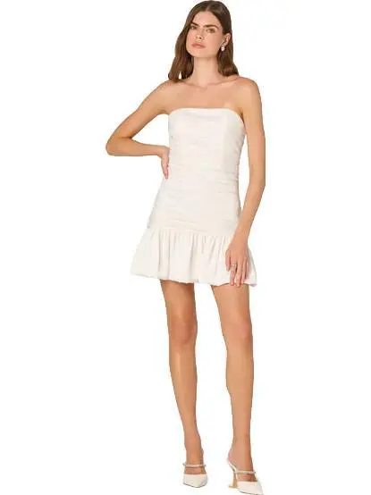 Astr The Label Strapless Ruched Mini Dress - White