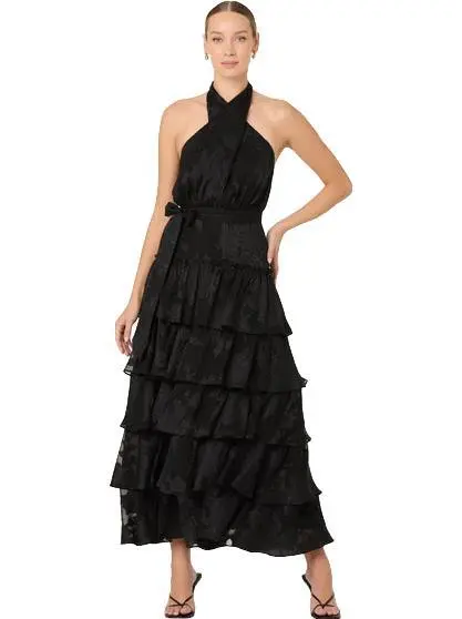 Astr The Label Adamaris Tiered Halter Maxi Dress - Black