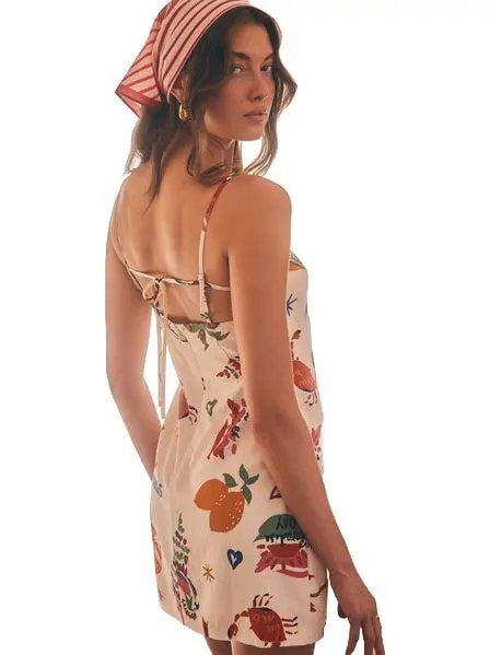 Astr The Label Valencia Novelty Print Mini Dress - Island Sketchbook