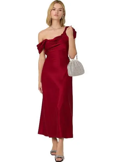 Astr The Label Alyssia One Shoulder Maxi Dress - Deep Red