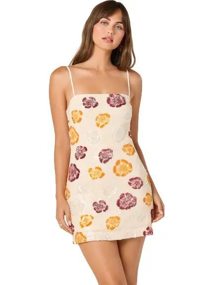 Astr The Label Abelia Sequined Floral Mini Dress - Ivory Multi Floral
