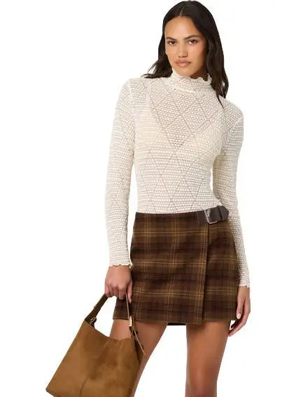 Astr The Label Harley Plaid Wrap Mini Skirt - Brown Plaid