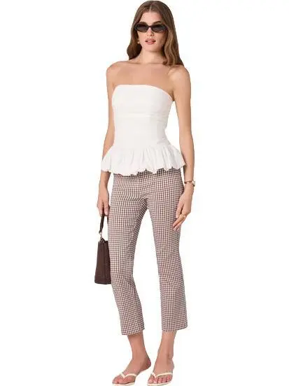 Astr The Label Alma Gingham Kick-flare Cropped Pants - Brown Gingham