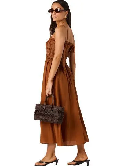 Astr The Label Harper Smocked A-line Midi Dress - Sienna