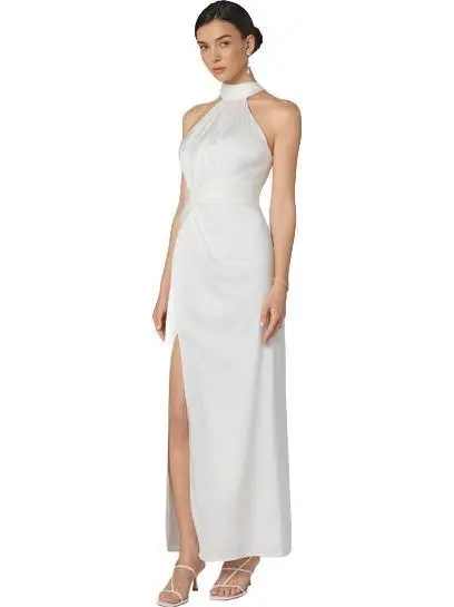 Astr The Label Aspen Twist Front Halter Maxi Dress - White