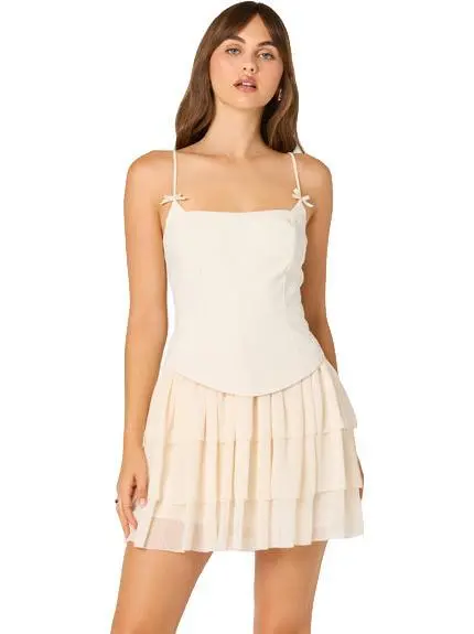 Astr The Label Kiarra Corset Mini Dress With Bow Straps - Cream