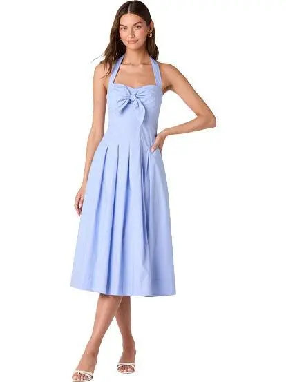 Astr The Label Janae Pleated Halter Midi Dress - Periwinkle