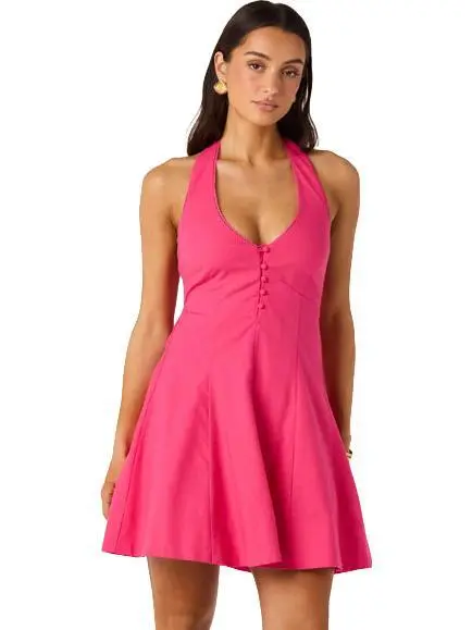 Astr The Label Esme Halter Mini Dress - Fuchsia