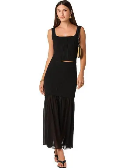 Astr The Label Halie Mixed Media Maxi Skirt - Black