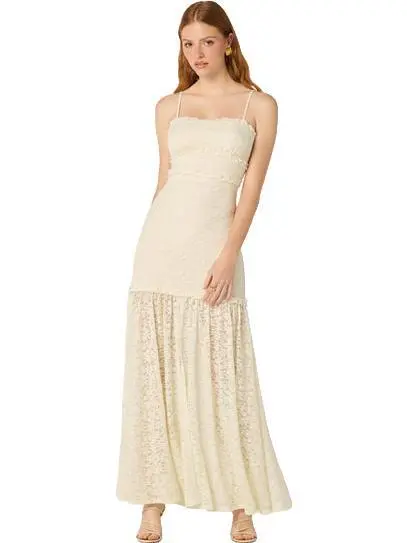 Astr The Label Ruffle Tiered Lace Maxi Dress - Cream