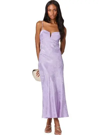Astr The Label Tyla Satin Jacquard Maxi Dress - Lilac