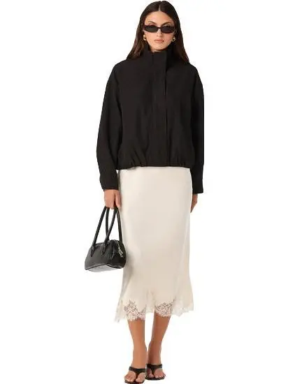 Astr The Label Lace Hem Midi Skirt - Ivory