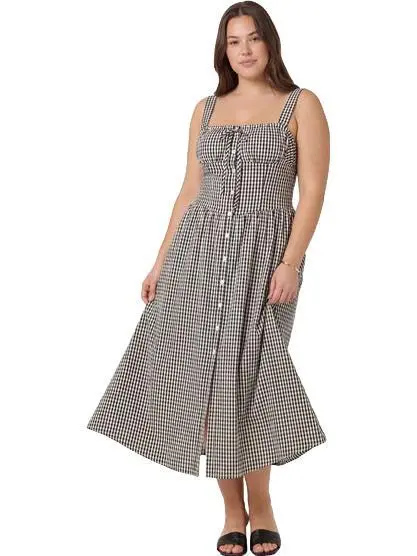 Astr The Label Temperance Gingham Check Maxi Dress - Plus Size - Black Gingham