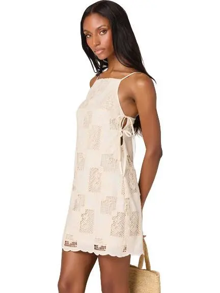 Astr The Label Samira Embroidered Eyelet Mini Dress - Natural
