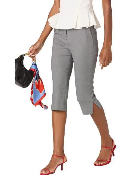 Astr The Label Houndstooth Capri Pants - Black Houndstooth