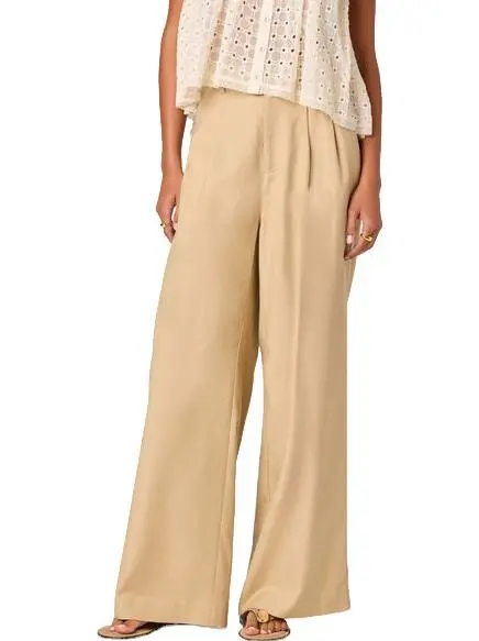 Astr The Label Neha Linen High-rise Wide-leg Pants - Khaki