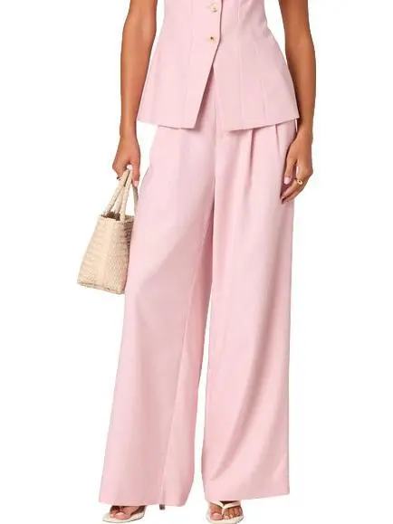 Astr The Label Neha Linen High-rise Wide-leg Pants - Pink