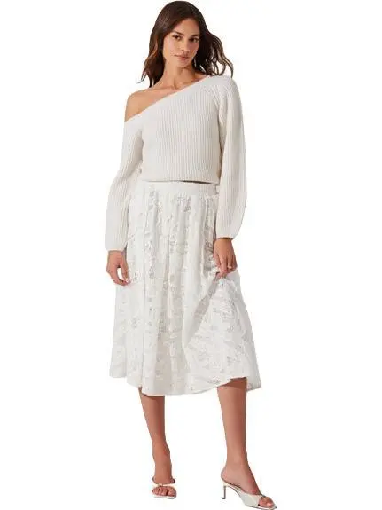 Astr The Label Ceren Crochet Lace Midi Skirt - White