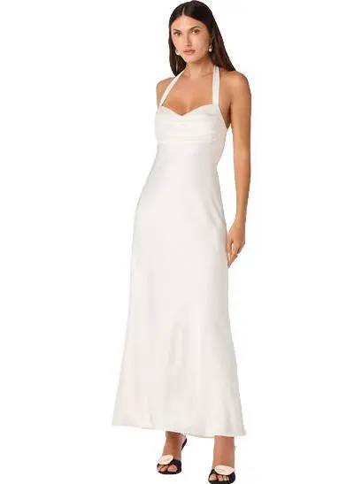 Astr The Label Lara Sweetheart Halter Maxi Dress - White