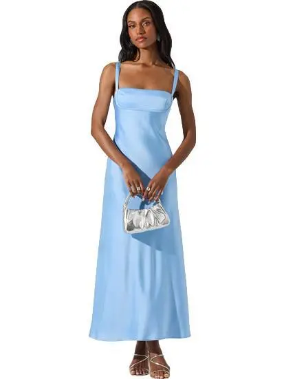 Astr The Label Stacie Satin Maxi Dress - Blue