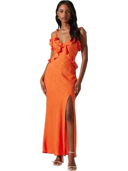 Astr The Label Sorbae Ruffle Maxi Dress - Orange
