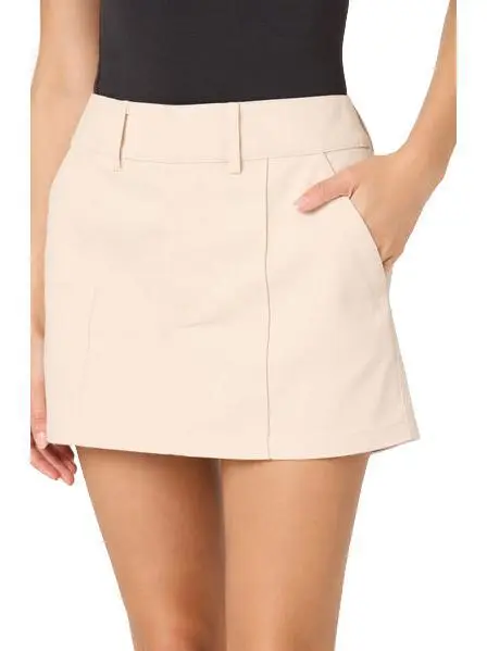 Astr The Label Kairos Denim A-line Mini Skirt - Eggshell