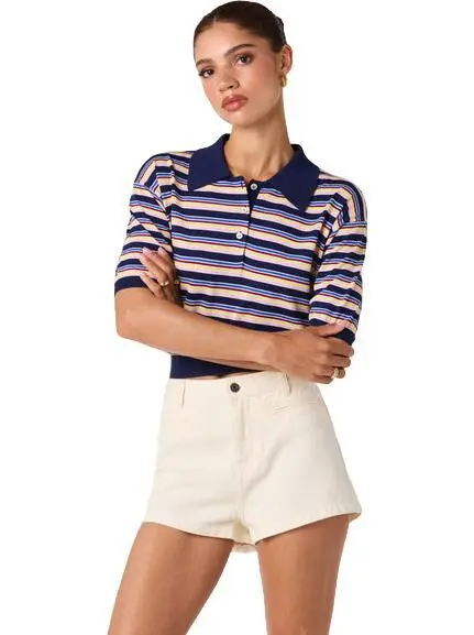 Astr The Label Arden High-rise Mini Denim Shorts - Cream