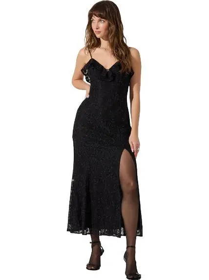 Astr The Label Leonie Floral Lace Maxi Dress - Black