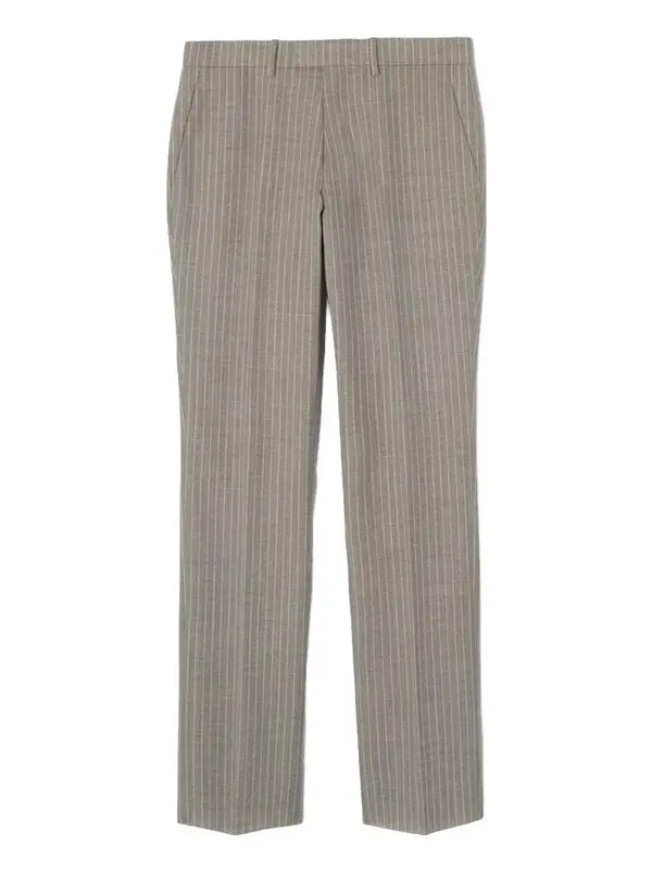 Burberry Pinstriped Wool Sloane Tailored Trousers - Soil Brown/cotton White