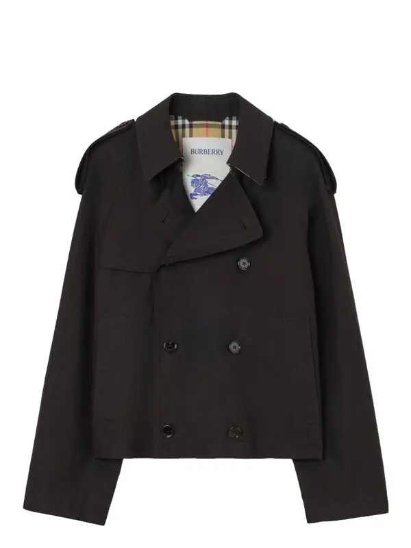 Burberry Cropped Tropical Gabardine Leadenham Trench Coat - Black