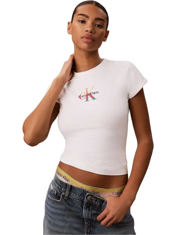 Calvin Klein Pride Monologo Baby Tee - Bright White