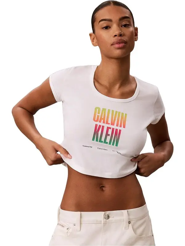 Calvin Klein Pride Slim Scoopneck Tee - Bright White