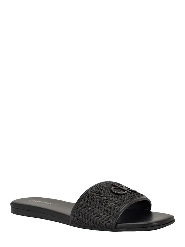 Calvin Klein Yolla Square Toe Sandal With Crossover Strap - Black