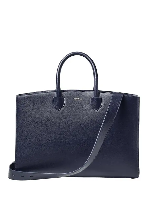ASPINAL OF LONDON Leather Madison Tote Bag - Navy