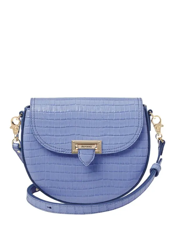 ASPINAL OF LONDON Leather Croc-embossed Portobello Cross-body Bag - Blue