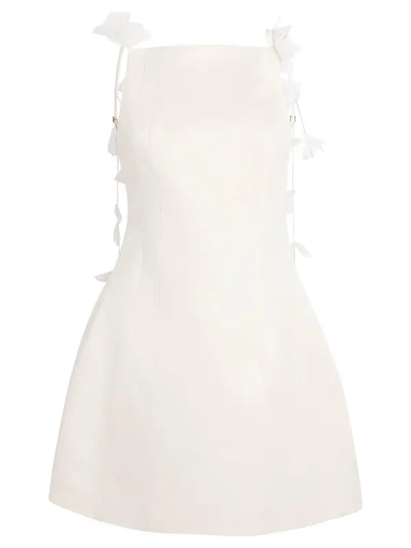 Cult Gaia Wool-silk Tara Mini Dress With Organza Petal Embellishment - White