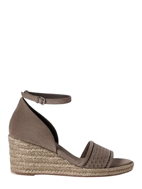 Brunello Cucinelli Suede Wedge Espadrille Sandals - Green