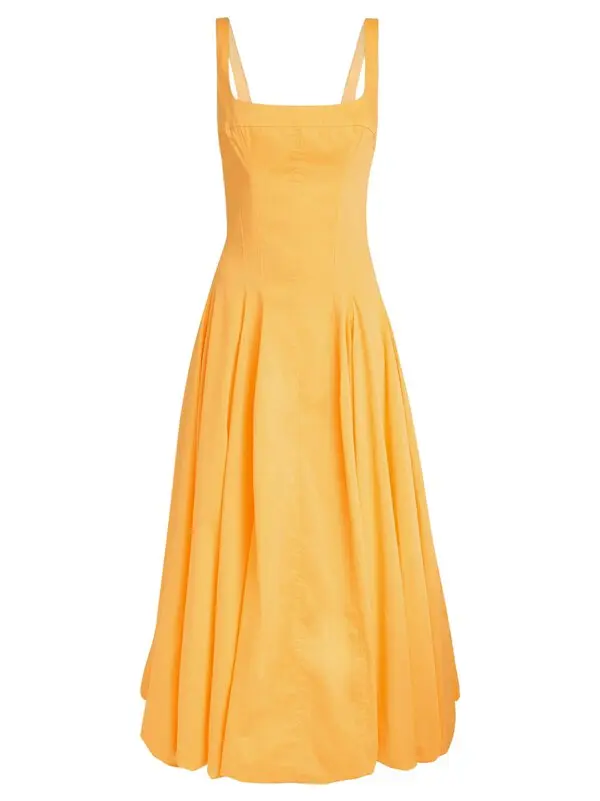 Simkhai Hally Cotton Poplin Bubble Hem Midi Dress - Yellow