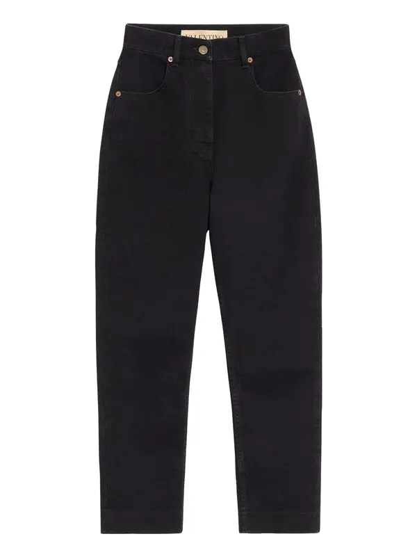 Valentino Garavani Cropped Straight Leg Jeans - Black