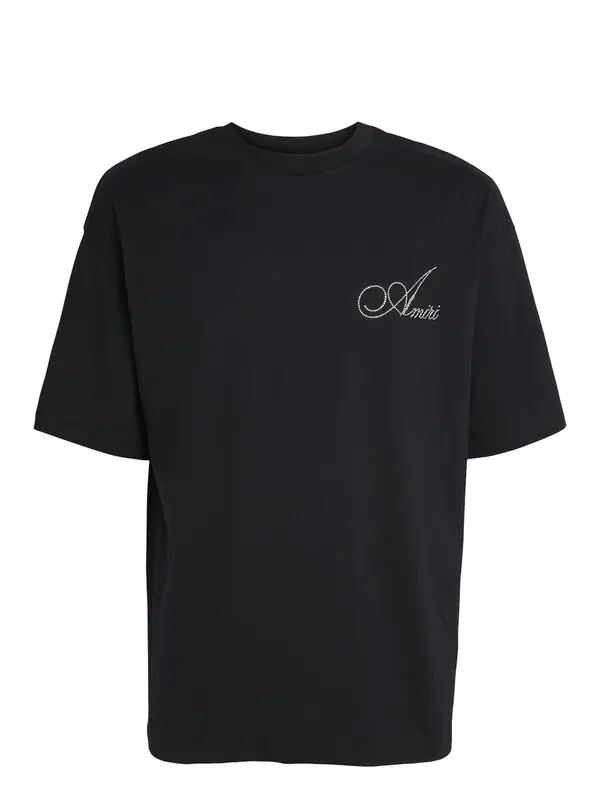 Amiri Cotton Crystal Logo T-shirt - Black