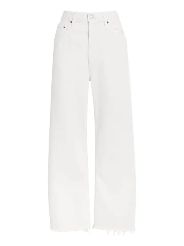 AGOLDE Low Curve Frayed Hem Jeans - White