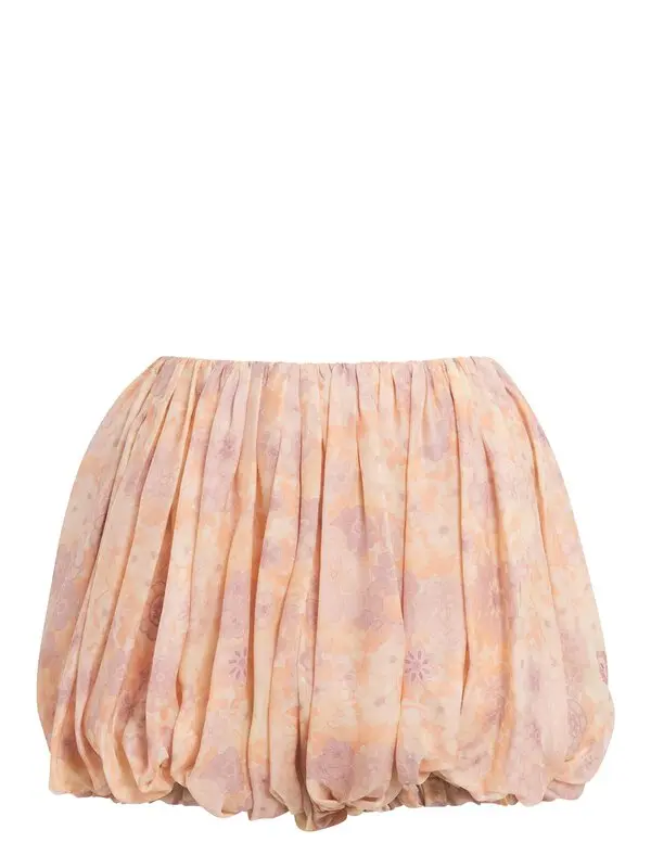 Chloé Silk Charmeuse Bloomer Shorts With Floral Print - Nude