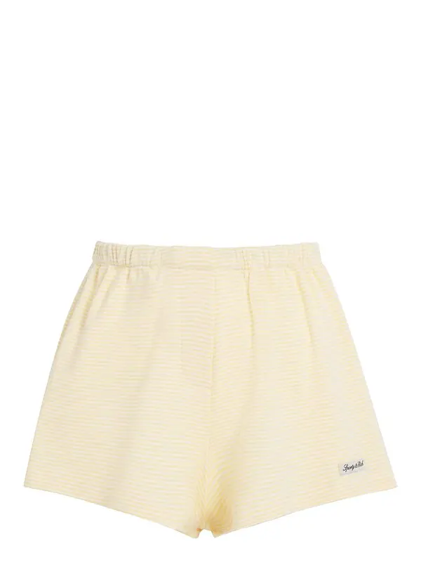 SPORTY & RICH Signature Stripe Cotton Shorts - Black