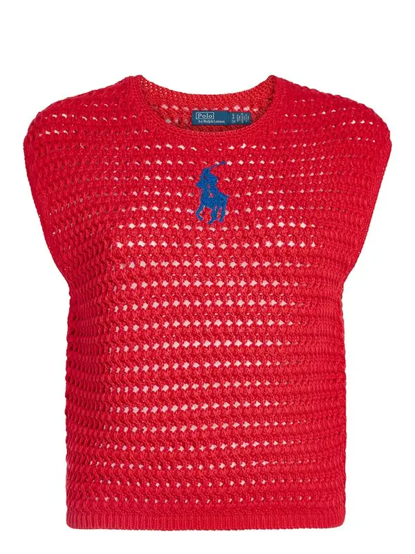 Polo Ralph Lauren Cotton Crocheted Sweater Vest - Pink