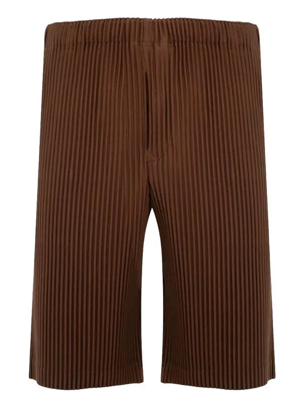 Issey Miyake Pleated Bermuda Shorts - Brown