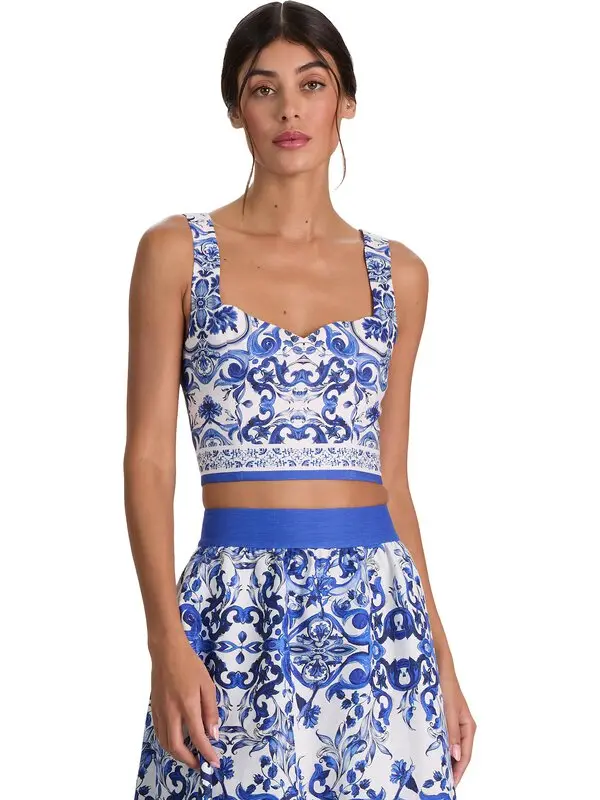 Alice + Olivia Miriam Linen Sweetheart Top - Solstice