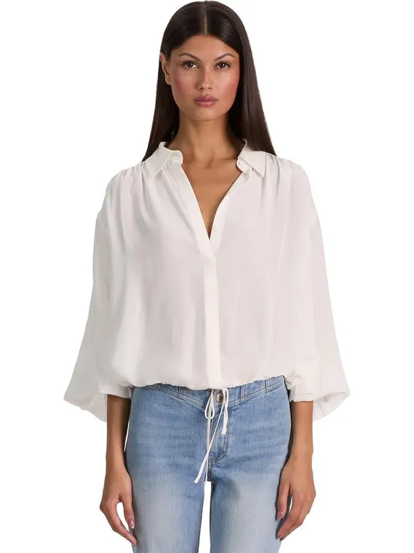 Alice + Olivia Margaux Tie Front Blouse - Off White