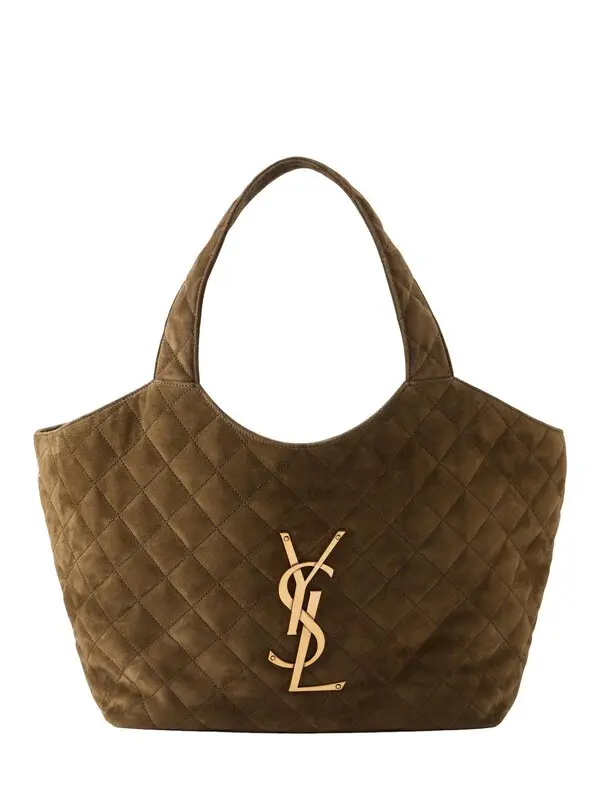 Saint Laurent Icare Medium Matelassé Leather Tote - Green